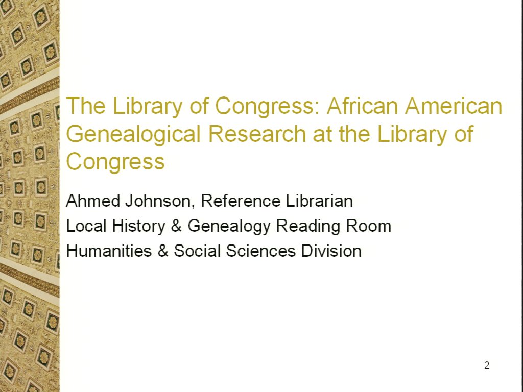 African American Genealogical Research at the Library of Congress